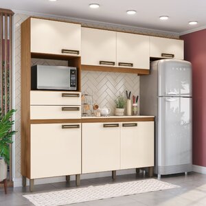 Cozinha Compacta Com Tampo 7 Portas 2 Gavetas Jasmine Espresso Móveis ...