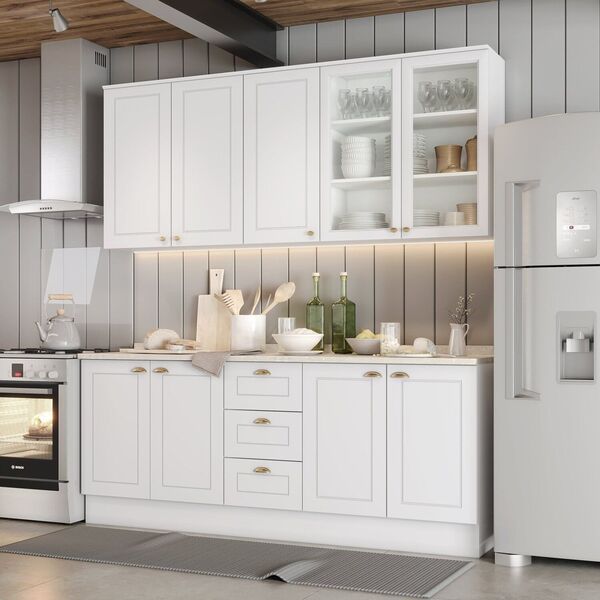 Cozinha Compacta Modulada 100% Mdf 4 Peças Com Portas De Vidro ...