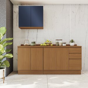 Cozinha Compacta Modulada 3 Peças Com Tampo Ciela Canela/azul | Leroy ...
