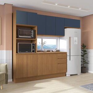 Cozinha Compacta Modulada 4 Peças Com Tampo E Torre Quente Ciela Azul ...