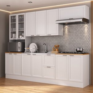Cozinha Compacta Modulada 5 Peças 1 Paneleiro Duplo 2 Aéreos 2 Balcões ...