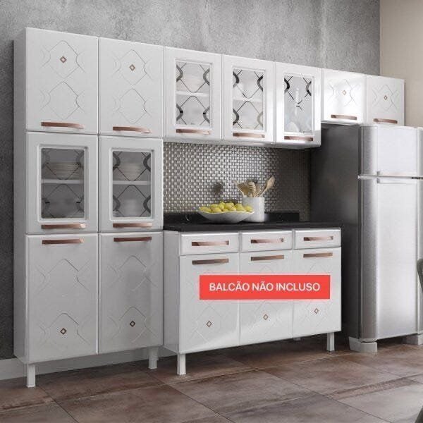 Cozinha Compacta Modulada De Aço 3 Peças Mirage New Branco Branco ...