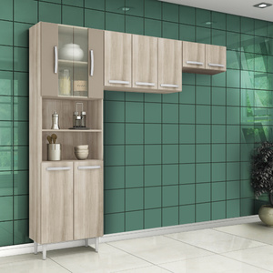 Cozinha Compacta Sheila Com Porta De Vidro Paneleiro Duplo Armário ...