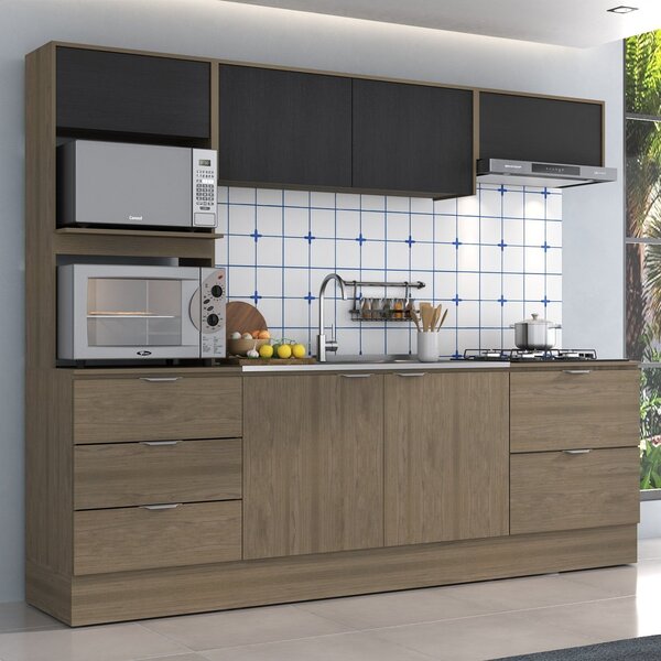 Cozinha Completa 5 Peças 8 Portas 3 Gavetas 2 Nichos Para Forno Com ...