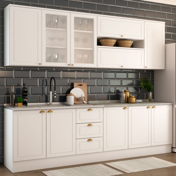 Cozinha Completa Dallas 11 Portas 3 Gavetas 100% Mdf Americana Branco ...