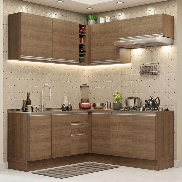 Cozinha Completa De Canto Madesa Glamy 349003 Com Armário E Balcão (sem ...