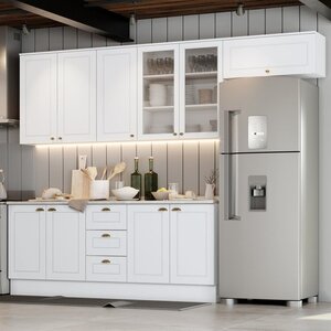 Cozinha Completa Modulada 5 Peças 100% Mdf Com Portas De Vidro ...