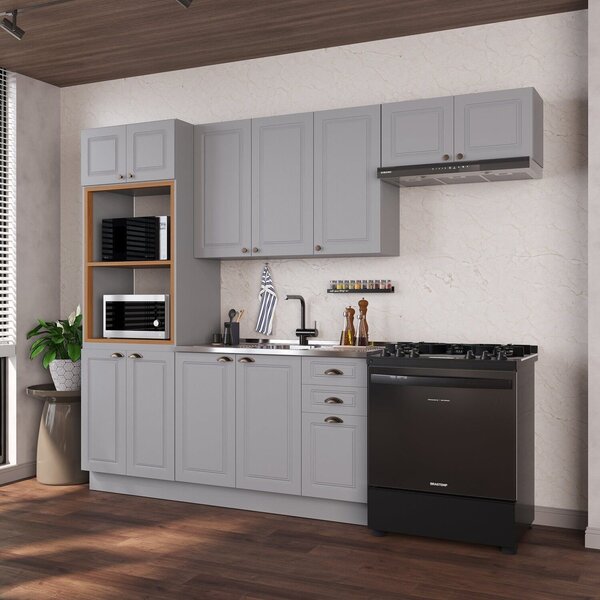 Cozinha Modulada 4 Peças Torre Quente Balcão Sem Tampo 2 Aéreos 100% ...