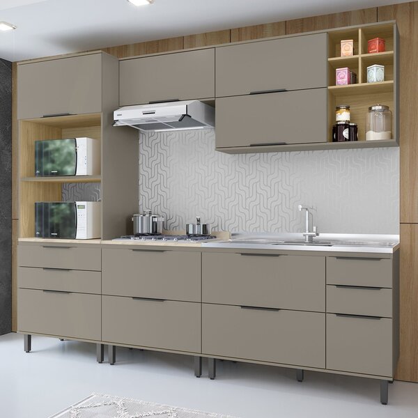 Cozinha Modulada 5 Peças Mdf Com Aéreo 1200 Porta Basculante E Torre 2 ...