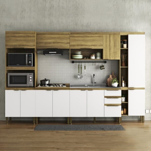 Cozinha Modulada 6 Peças 2 Aéreos 2 Balcões 1 Paneleiro E 1 Torre ...