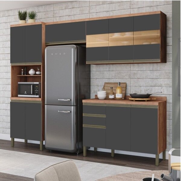 Cozinha Modulada Compacta Com 4 Peças 11 Portas 2 Gavetas Vidro ...