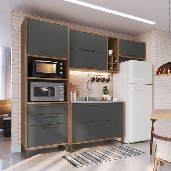 Cozinha Modulada Compacta Com 4 Peças 6 Portas E Espaço Para Micro ...