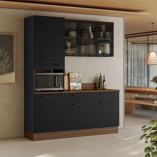Cozinha Modulada Compacta Em Aço 3 Peças 7 Portas 3 Gavetas Rodapé Em ...