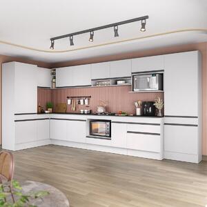Cozinha Modulada Completa Canto 409cm Com Rodapé E Balcão Para Cooktop ...