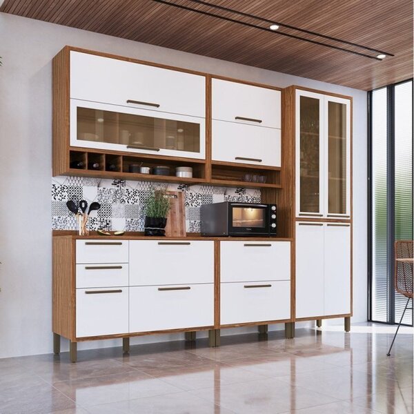 Cozinha Modulada Completa Com 5 Peças 11 Portas 4 Gavetas E Vidro ...