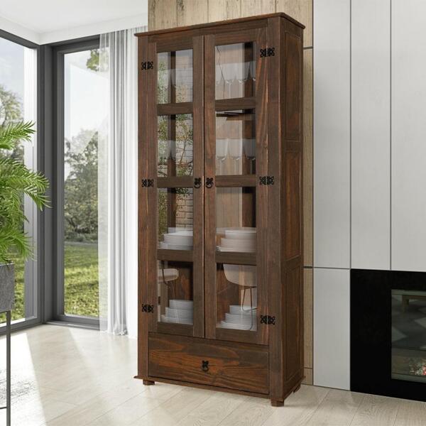 Cristaleira 2 Portas 1 Gaveta Madeira Maciça Imbuia Alaida Shop Jm ...