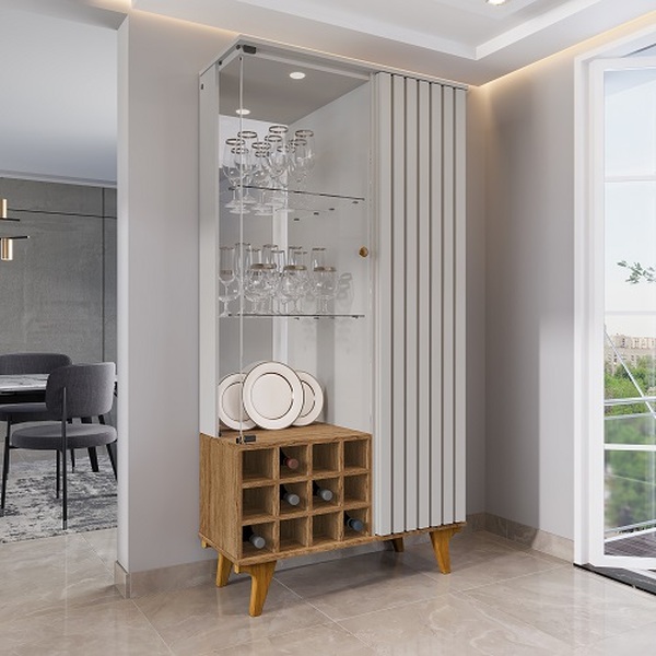 Cristaleira Elba Off White/cinamomo - Bechara Móveis | Leroy Merlin