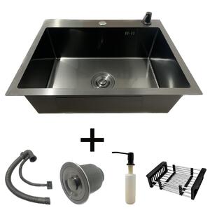 Cuba Cozinha Pia Inox Preta Quadrada Gourmet Com Acessórios. | Leroy Merlin