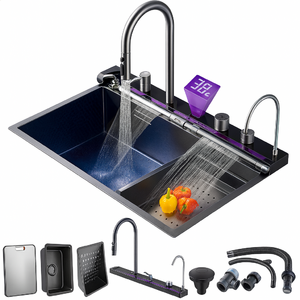 Cuba Cozinha Pia Multifuncional Cascata Premium Inteligente Em Inox 304 75x46cm Completa Com ...