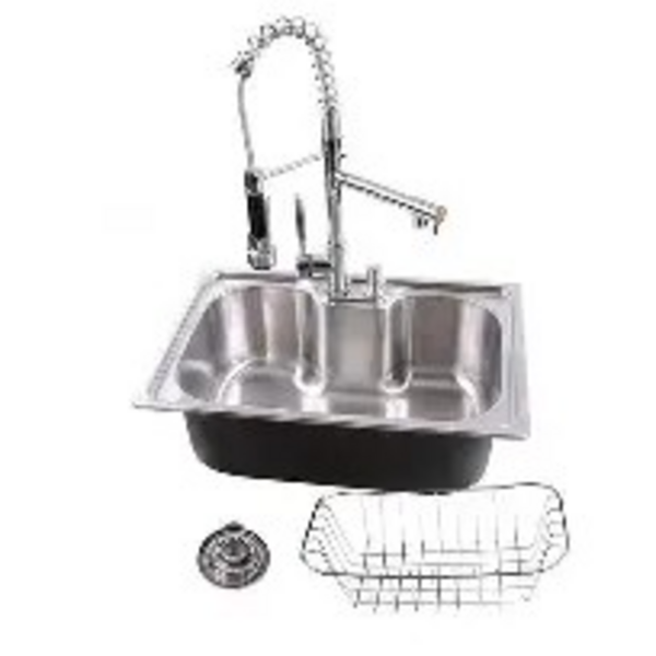 Cuba De Cozinha Gourmet Escovada, Kit Com Torneira Gourmet Jato Duplo ...