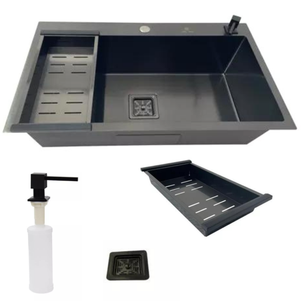 Cuba Gourmet Quadrada 78x45cm Preta Aço Inox 304 Com Acessórios | Leroy ...