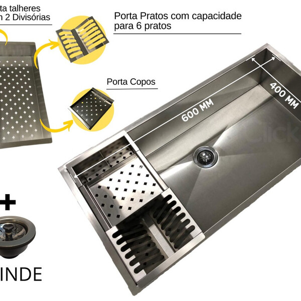Cuba Inox 304 60x40 Cuba Gourmet Quadrada Com Canal Equipado | Leroy Merlin