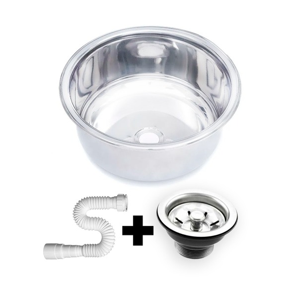 Cuba Inox Redonda American Alto Brilho Sobrepor 30cm Grátis Válvula ...