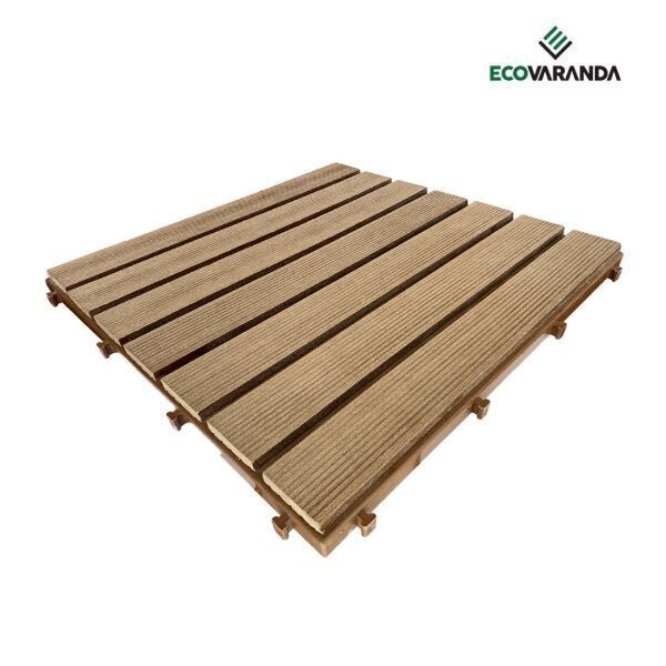 Deck Fácil Unitário 50x50cm Ondulado Eco Varanda Jatobá | Leroy Merlin
