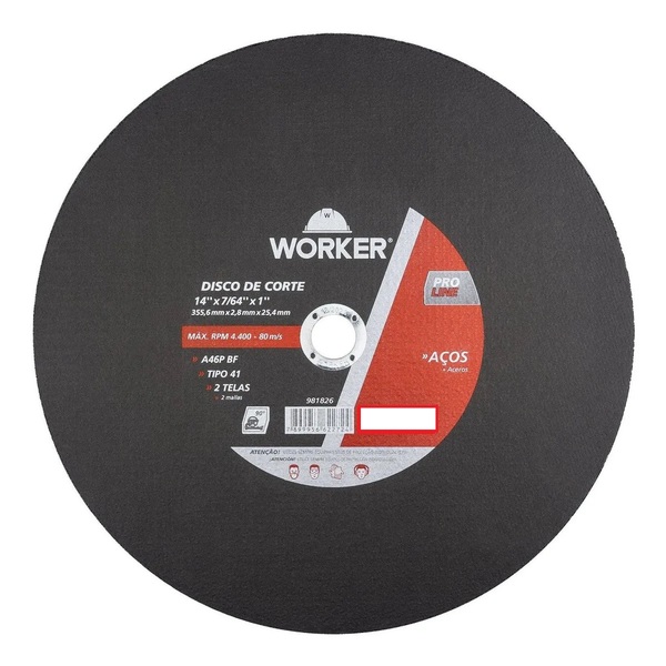 Disco De Corte Aço 14" X 7/64" X 1" Worker - 5 Unidades | Leroy Merlin