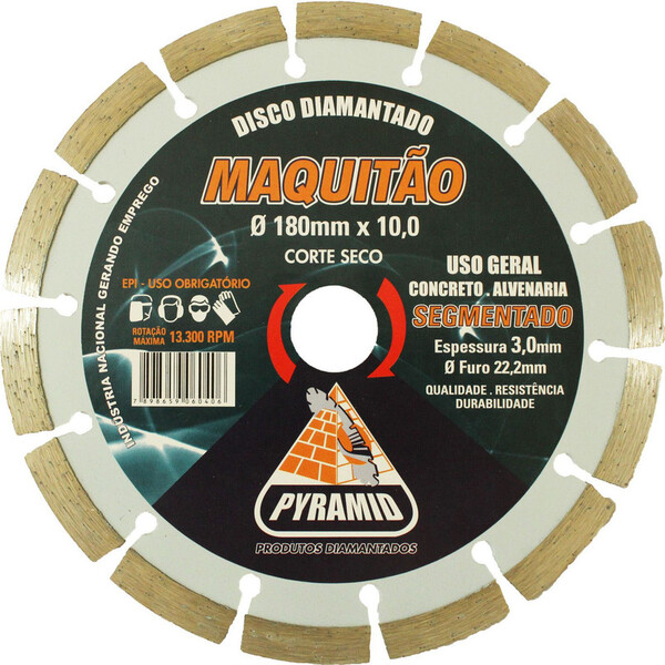 Disco Diamantado Segmentado 180x10mm F25 4 - Pyramid - Modelo: Py1101 ...