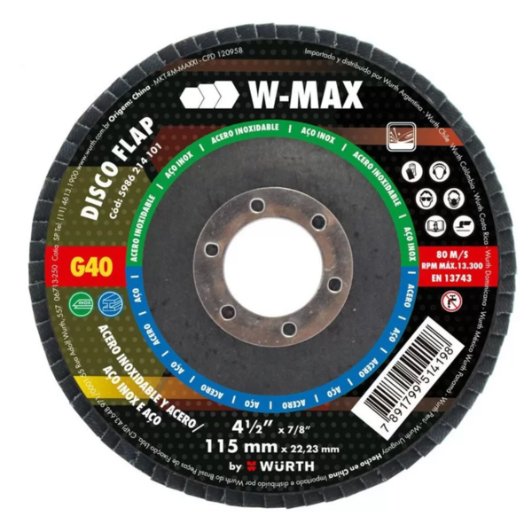 Disco Flap Inox W-max 115mm G40 | Leroy Merlin