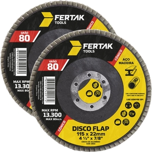 Disco Lixa Flap Cônico 115mm Grão 80 Madeira Aço Desbaste | 02 Un ...