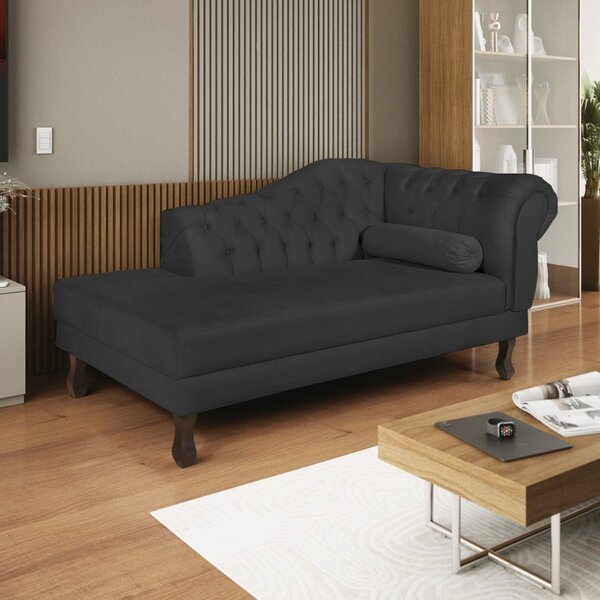 Diva Recamier Dora 130cm Lado Esquerdo Preto Preto | Leroy Merlin