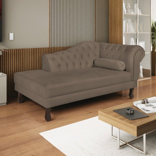 Diva Recamier Dora 185cm Lado Esquerdo Suede Marrom Marrom | Leroy Merlin