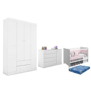 Dormitório Elisa Guarda Roupa, Cômoda E Berço Tico Com Colchão Physical ...