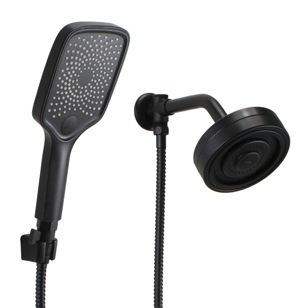 Ducha Chuveiro Autolimpante Em Abs Com Ducha Manual Preto Fosco Em Abs ...