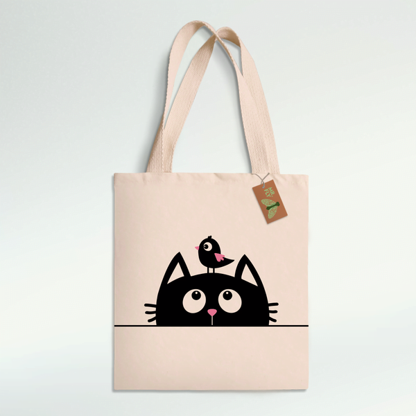 Ecobag "gato E Passarinho" - Algodão 100% Reciclado - Creme | Leroy Merlin