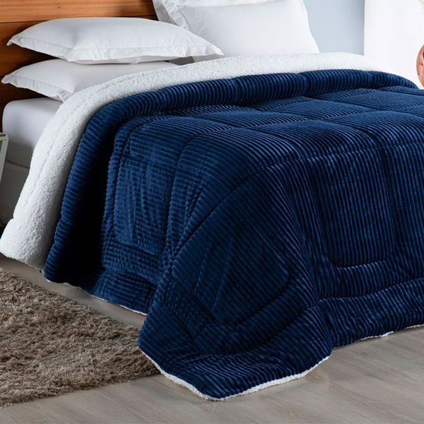 Edredom Coberdrom Queen Sherpa E Manta Canelada - Royal | Leroy Merlin