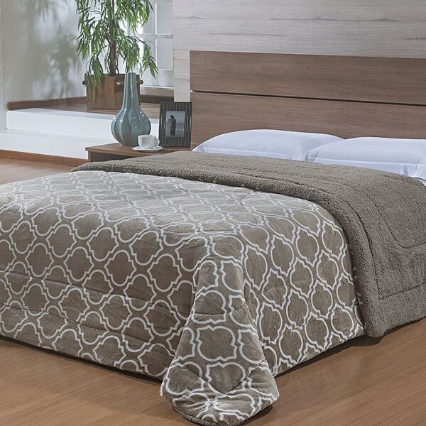 Edredom Estampado - Queen Size - Dupla Face - Capetown - Sherpa - Des ...