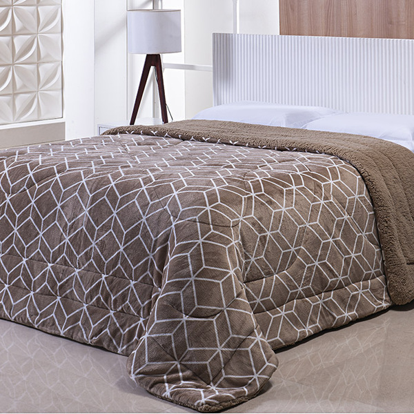 Edredom Estampado - Queen Size - Dupla Face - Capetown - Sherpa - Des ...