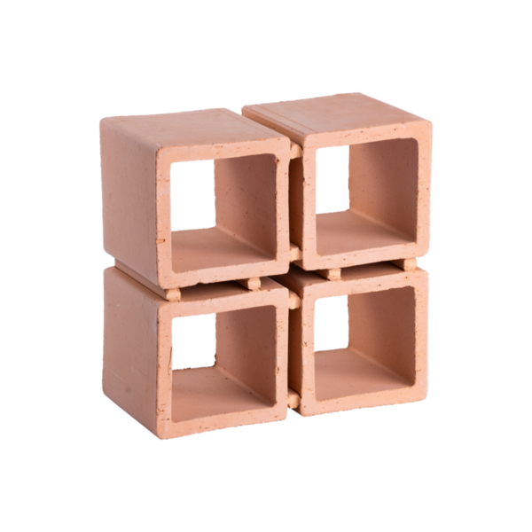 Elemento Vazado Cobogó Cubo Natural sem brilho 4 Furos 20x20x10cm ...