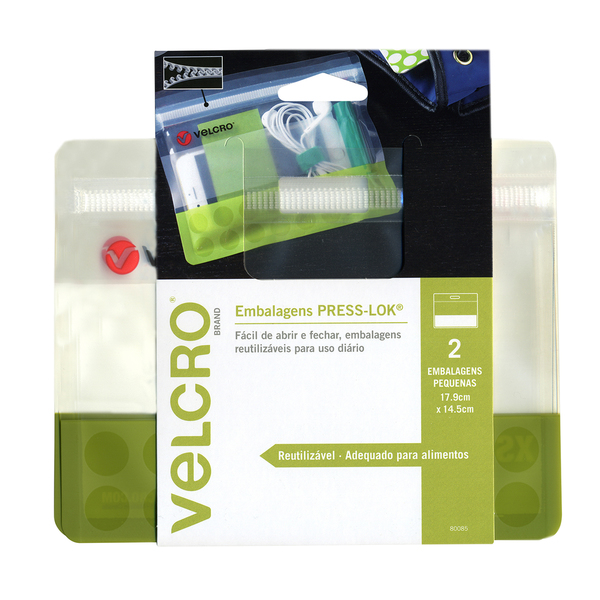 Embalagem PRESS-LOK® Mini 17,9x14,5cm Verde Marca VELCRO® 2 unidades ...