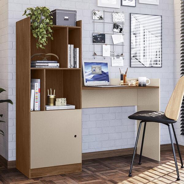 Escrivaninha Com Estante Job Com 1 Porta | Leroy Merlin