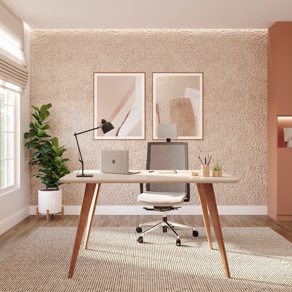 Escrivaninha Com Vidro Mdf 130cm Madeira/off White | Leroy Merlin