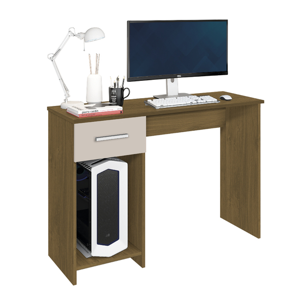 Escrivaninha Prisma Wood Cumaru/off White – Giga Móveis | Leroy Merlin