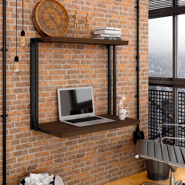 Escrivaninha Suspensa Industrial Milos Preto/imbuia - Moveis Arapongas ...