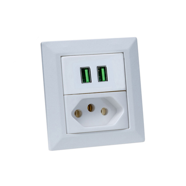 Espelho De Tomada Duplo Chanfrado 1 Tom 20a 2 Usb 4.9a Branco | Leroy ...