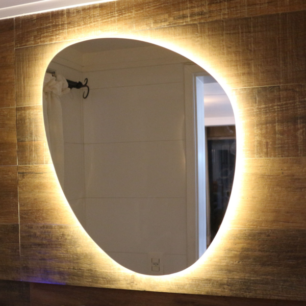 Espelho Orgânico Decorativo Com Led Sala Banheiro 70x50cm Fonte Slim ...
