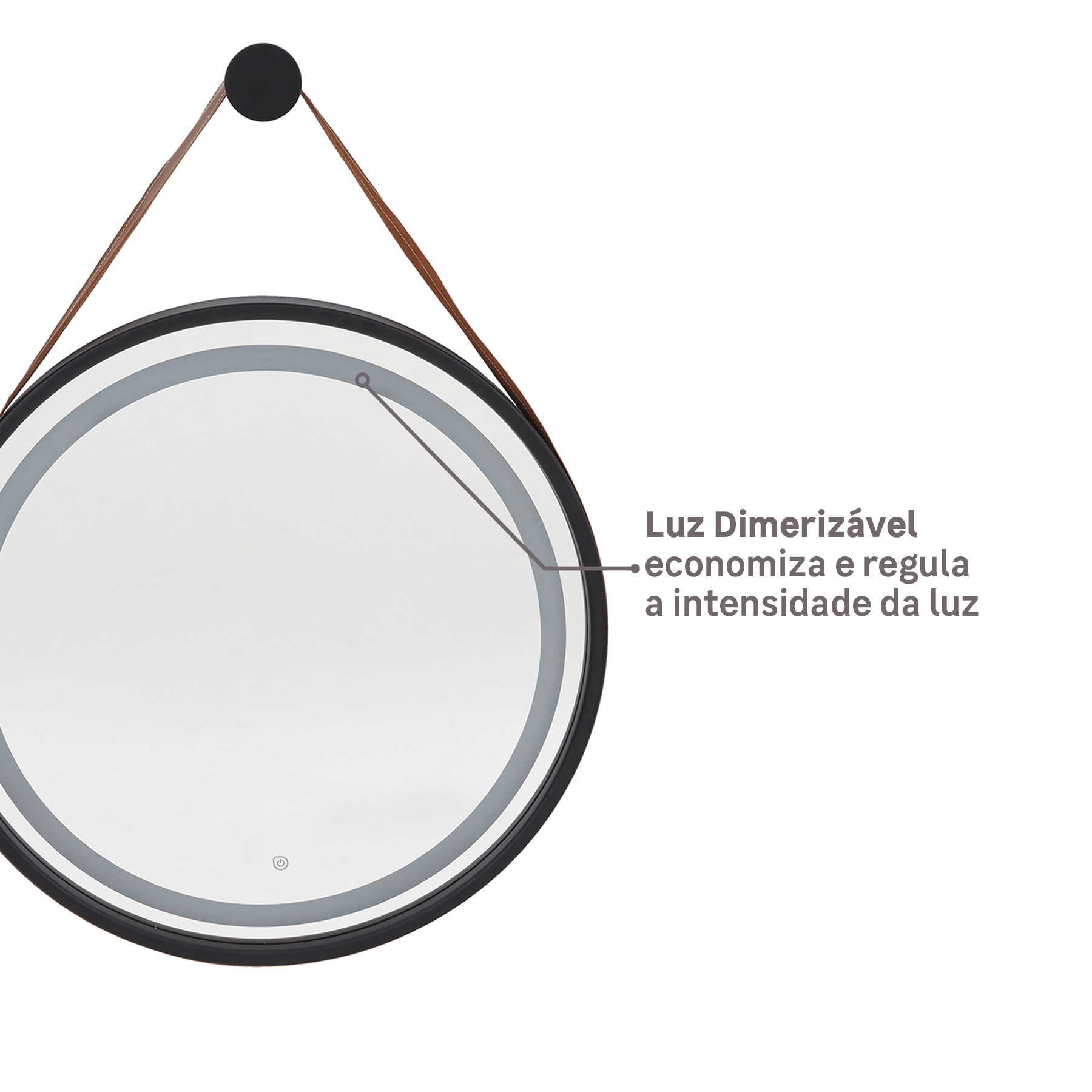 Espelho para Banheiro Redondo com LED Bivolt Moldura Preta e Marrom ...