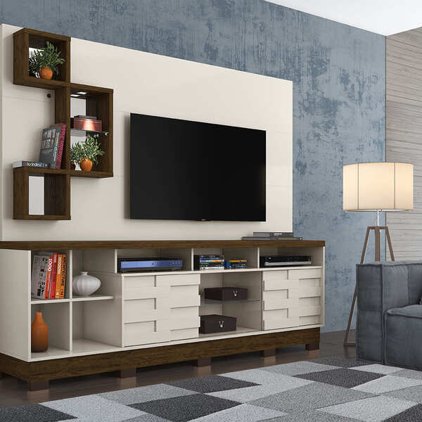 Estante Cindy Tv 65" Com Pés Off White Savana Bnn Decor | Leroy Merlin